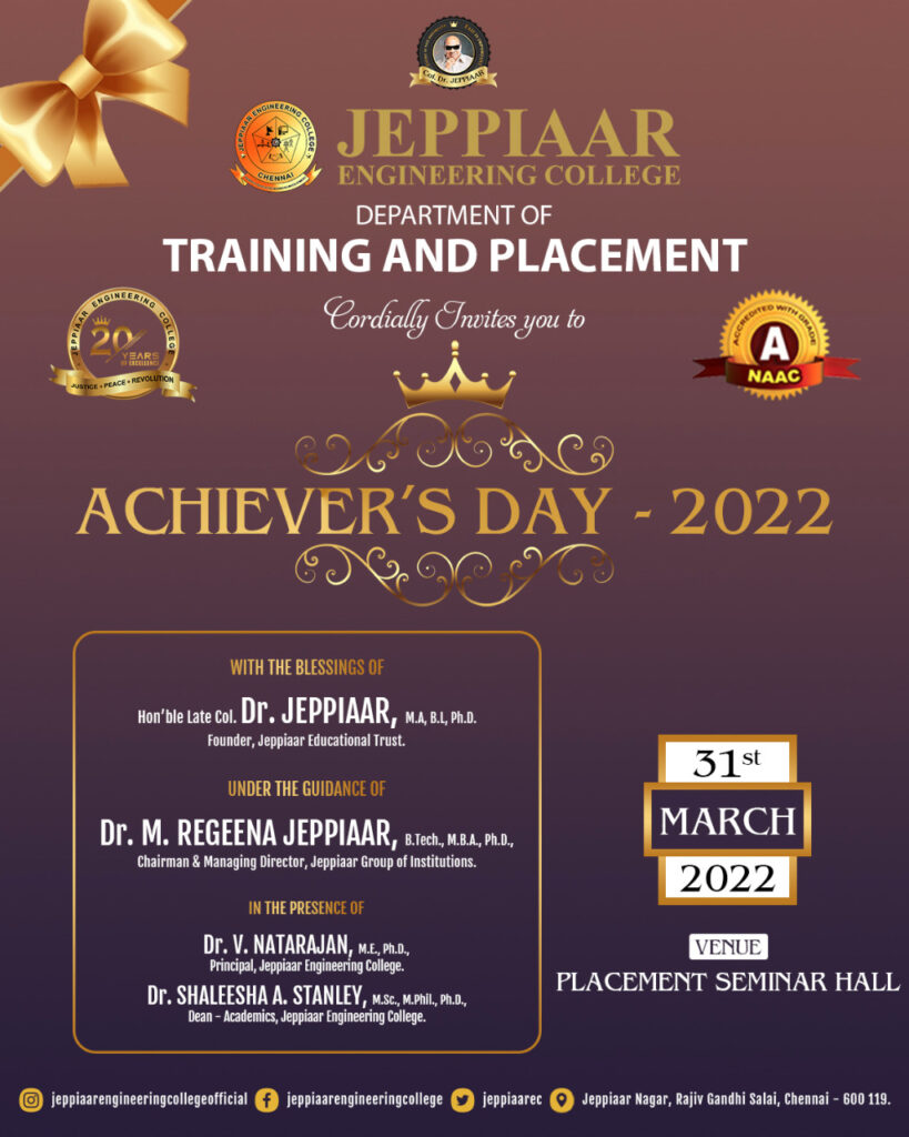 Achievers Day 2022 – Jeppiaar